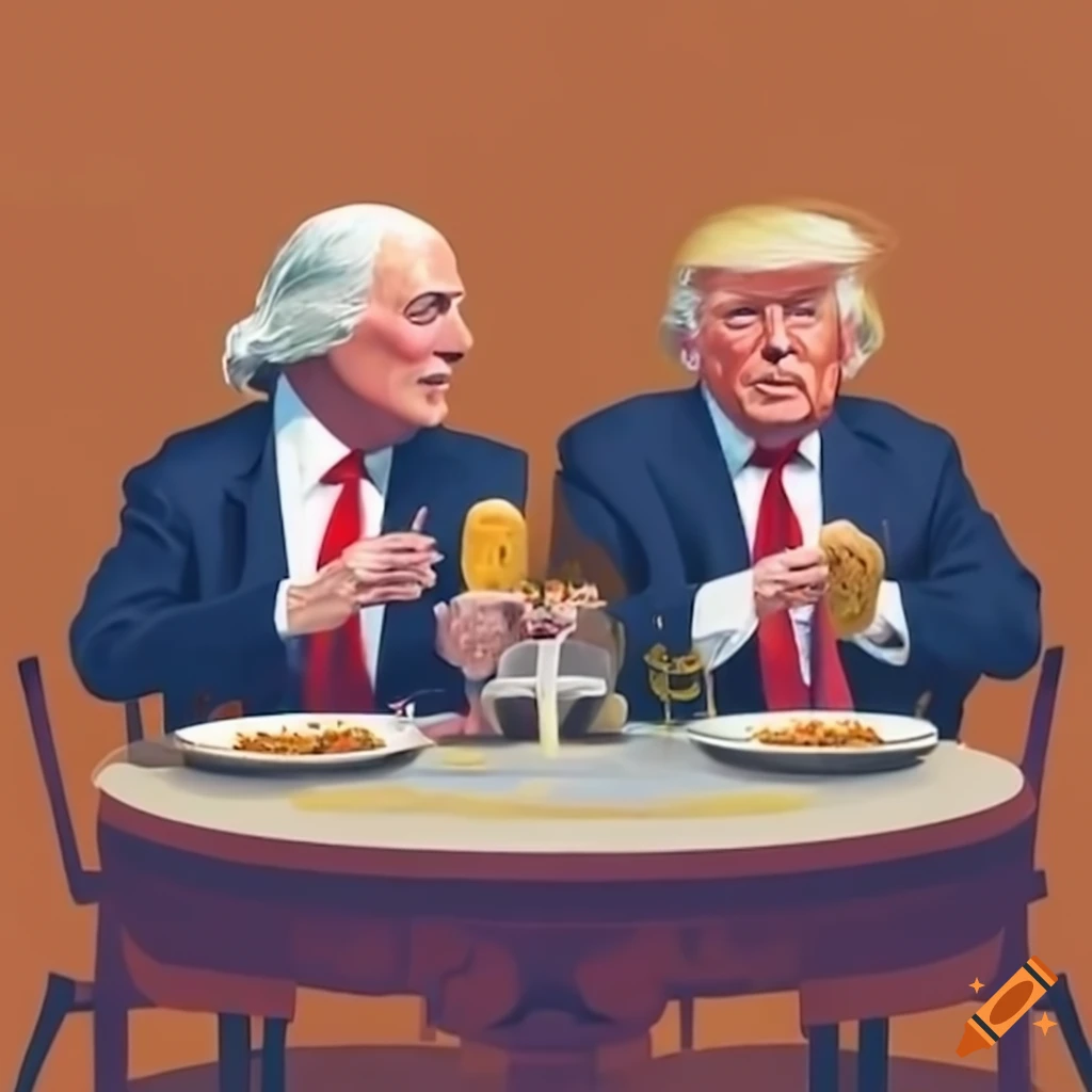 Washington and trump eating breakfast together on Craiyon