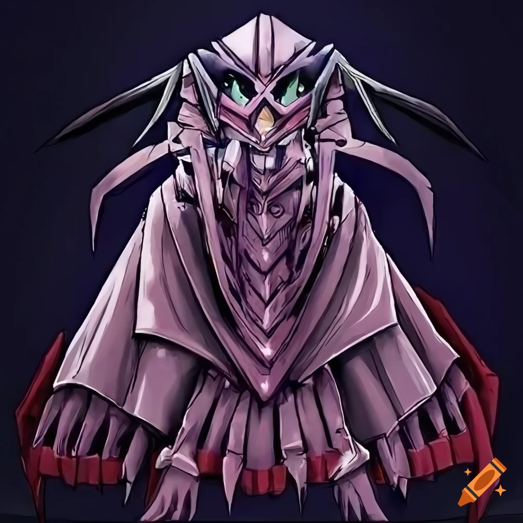 A detailed drawing of a Karakuri puppet from Yu-Gi-Oh on Craiyon