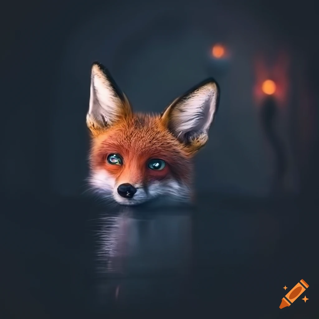 Pixie fox mysterious moody dark on Craiyon