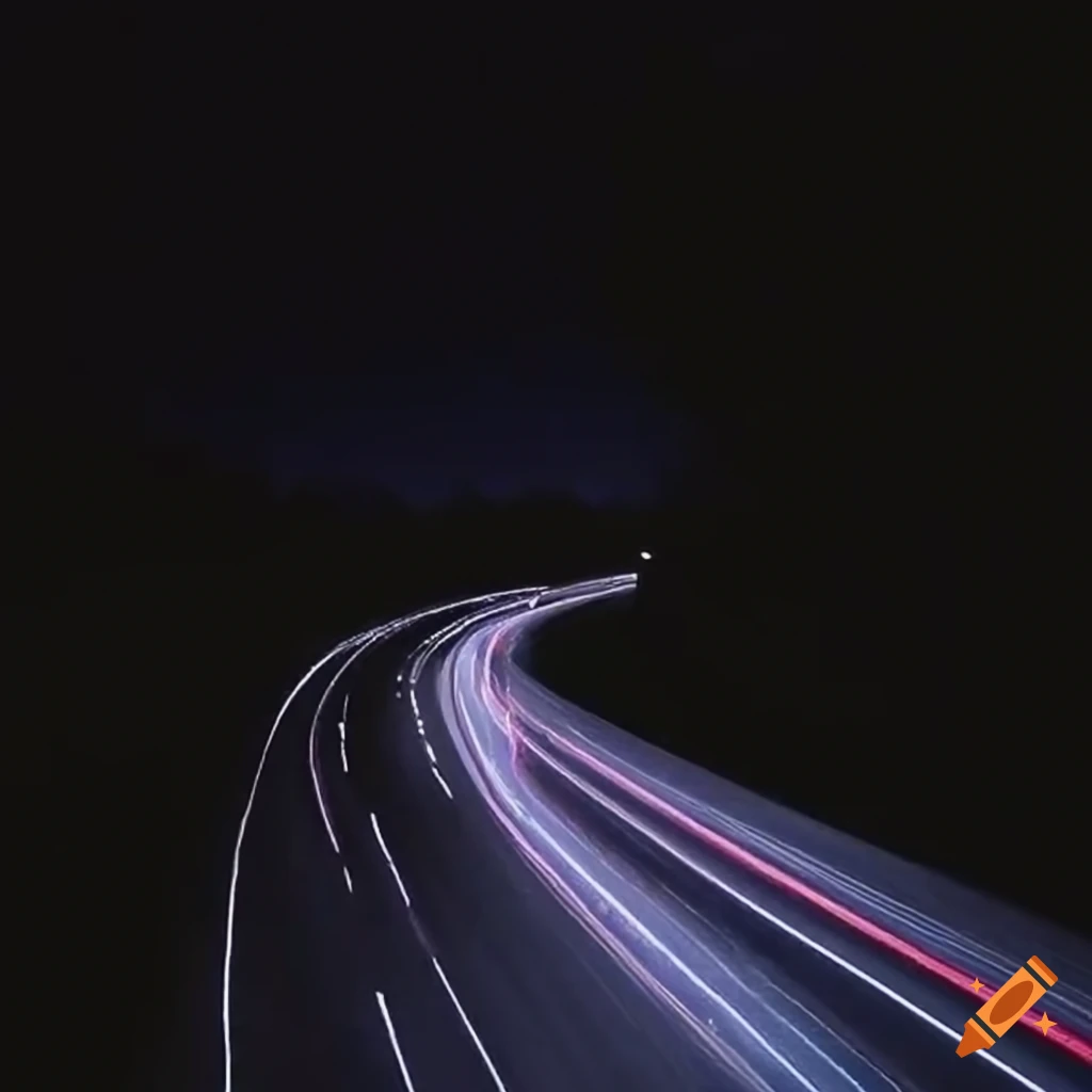 An uncanny photo of a dimly lit highway. at night. weirdcore