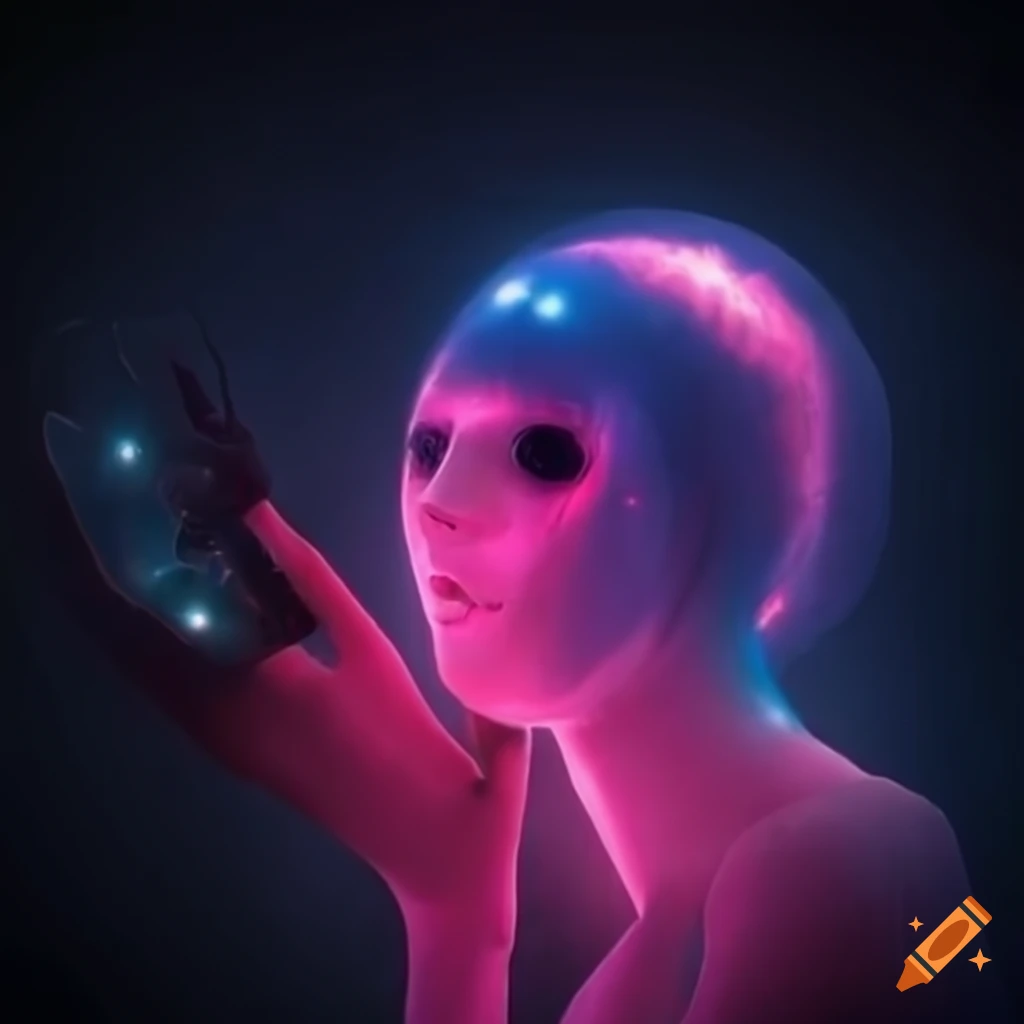 Surreal futuristic technology harvesting dreams from a faceless ...
