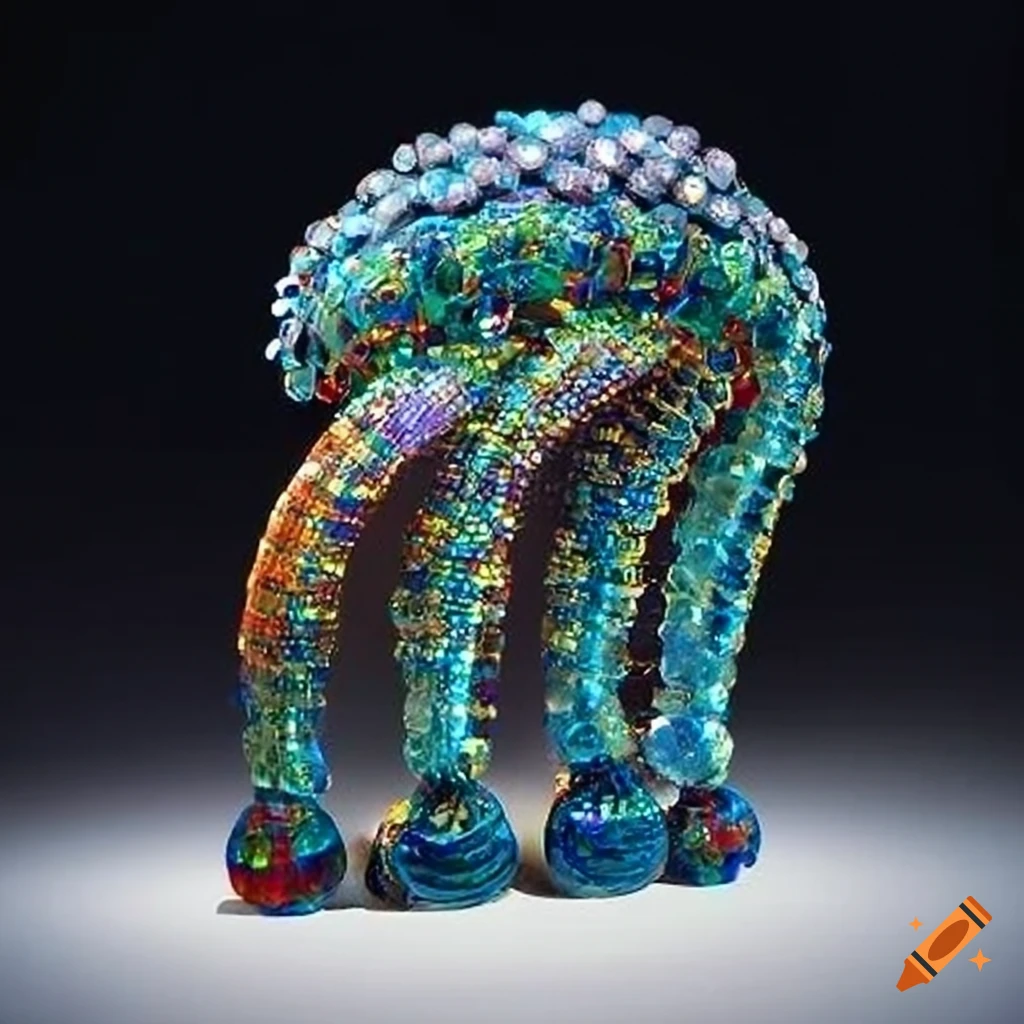 ‘Architectural Stave carving’-Style, shimmering glass beaded sculpture ...