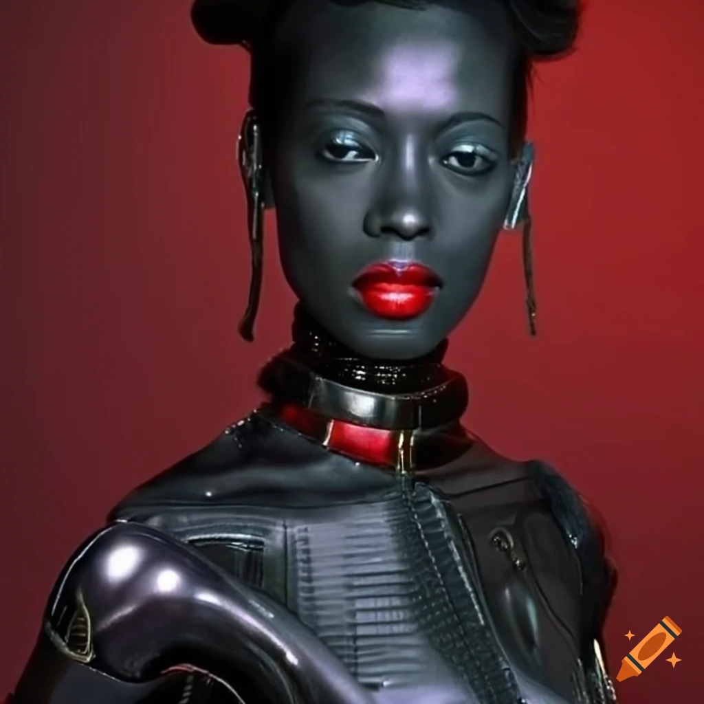 Black robot woman, 70's disco fashion, cyber punk on Craiyon