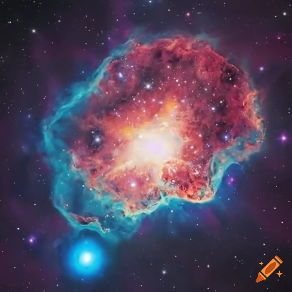 A vibrant burst of cosmic energy illuminating a distant nebula