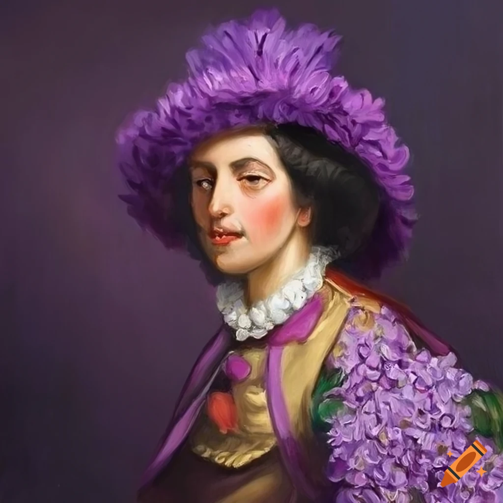 High quality oil painting of a duke in fancy clothing and feathered hat ...