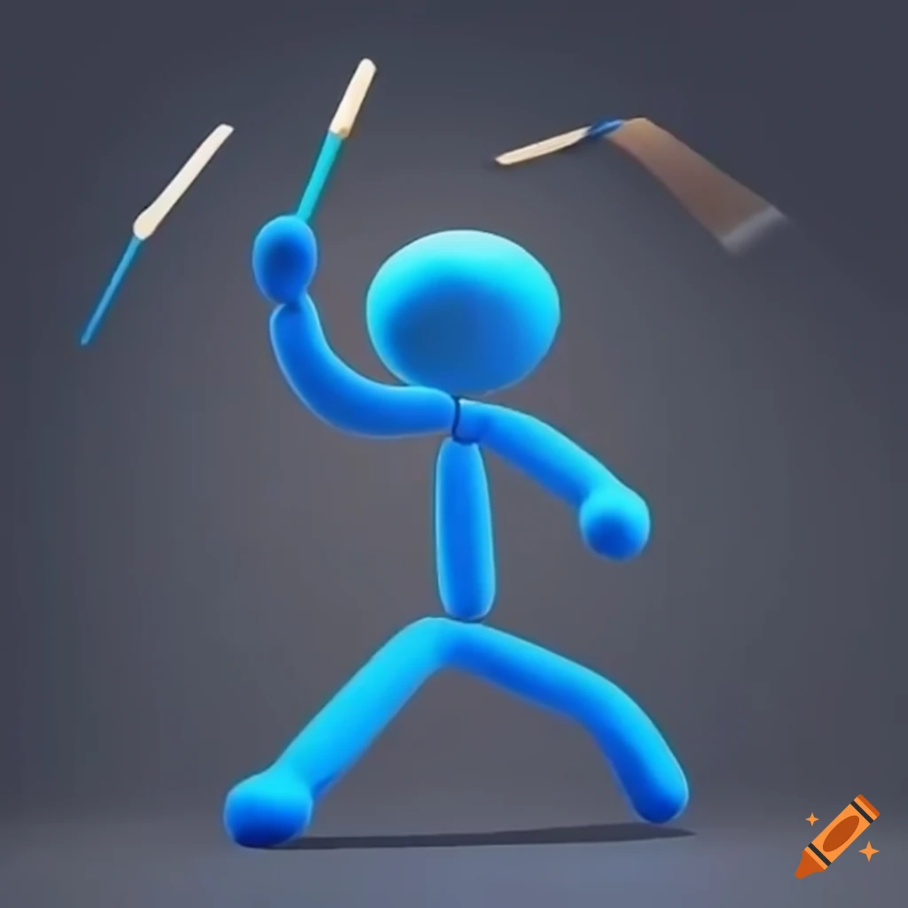 Blue stickmen fighting with sowrds for youtube banner