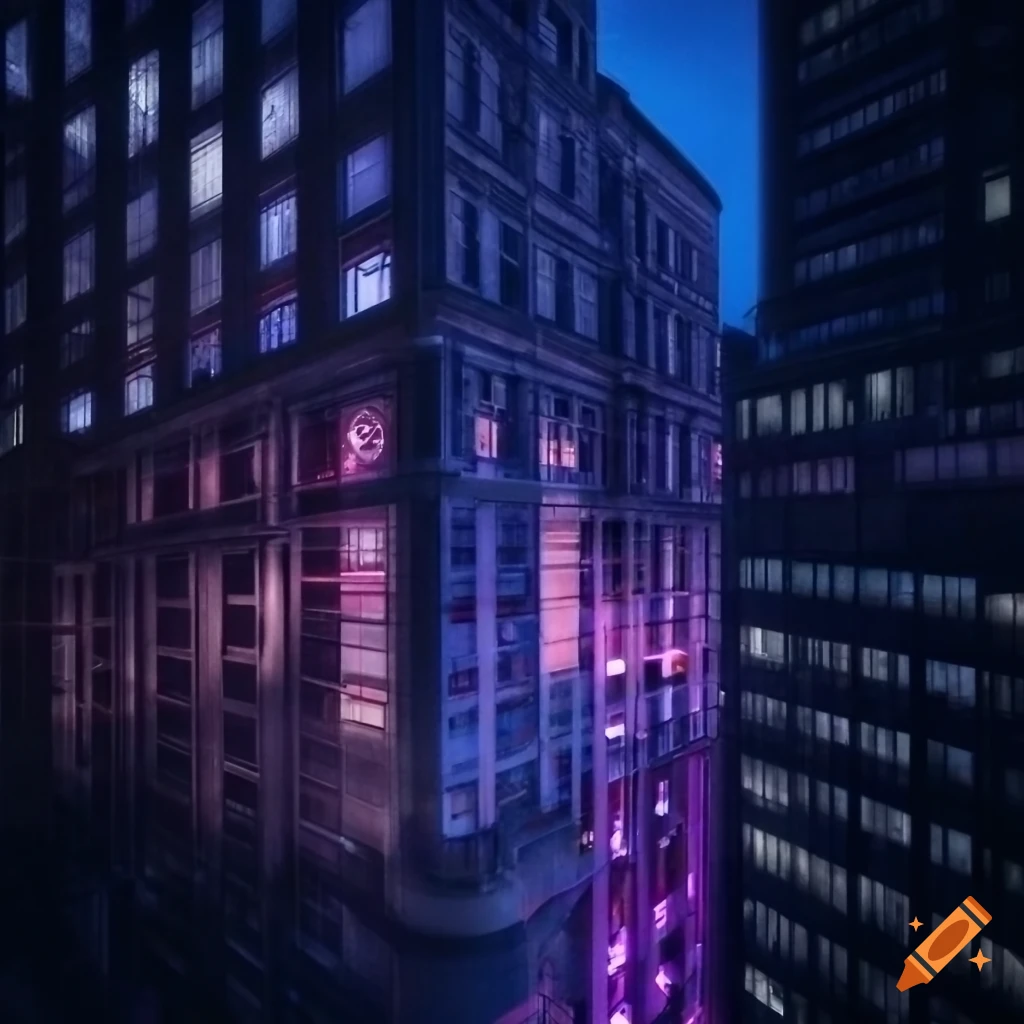 Psfs building with neon on Craiyon