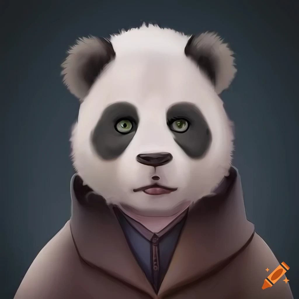 Digital anime style portrait of someone in panda costiume polish ...