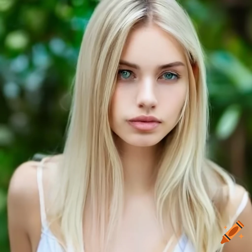 Beautiful young woman shoulder-length blonde hair on Craiyon