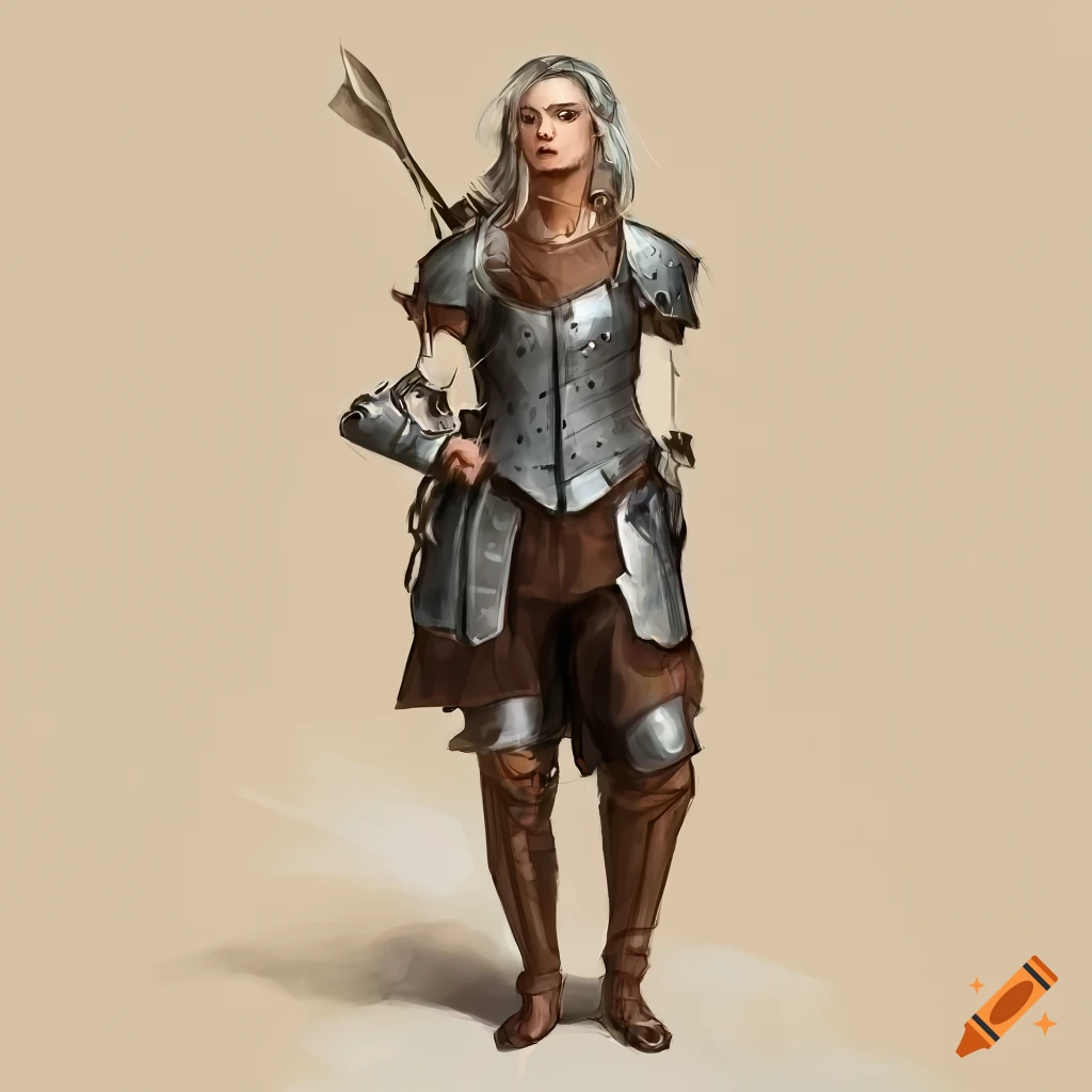 Create a painted full-length portrait of a young woman with garnet ...