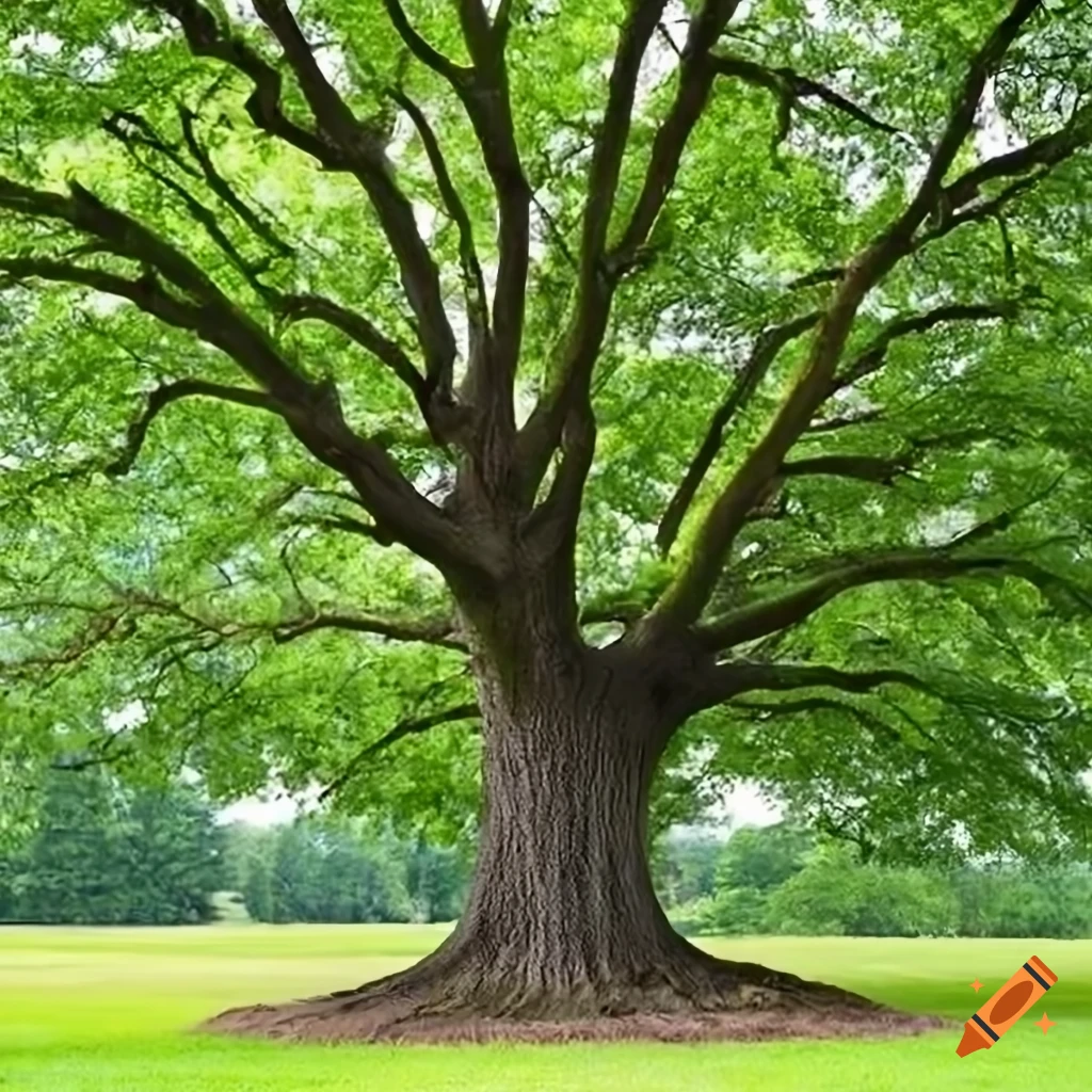 Majestic oak tree standing tall without background on Craiyon