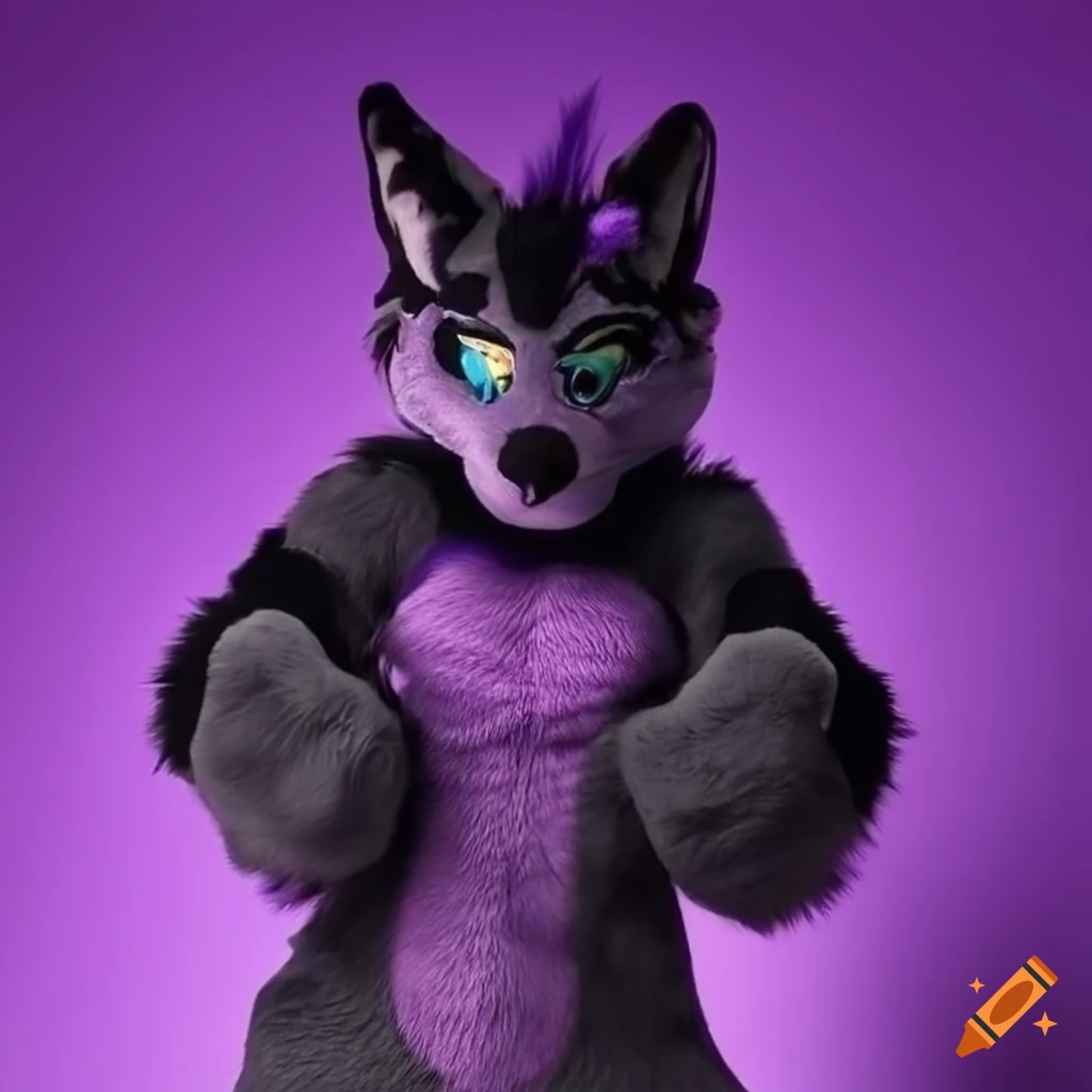Anthro snake fursuit with purple and dark gray scales