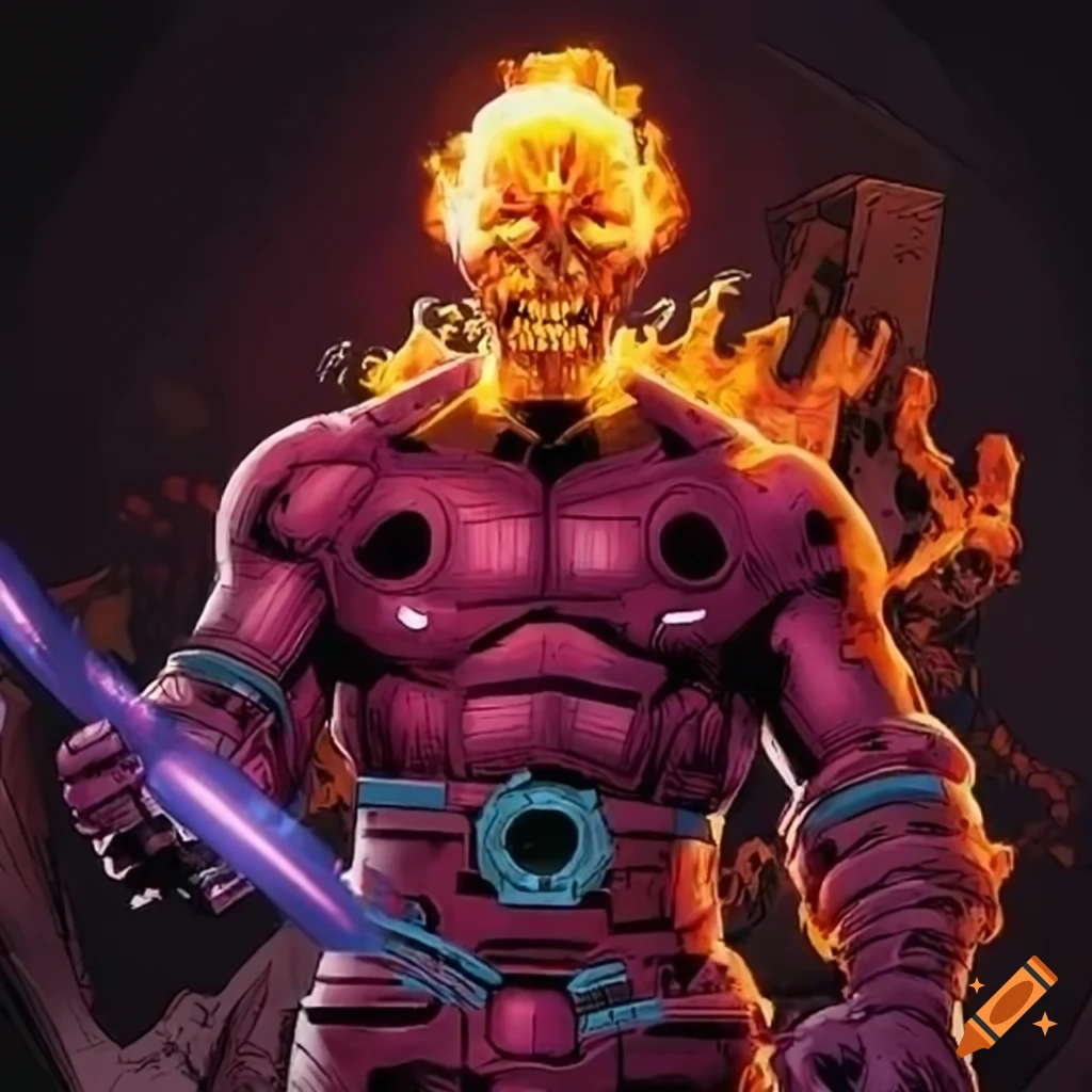Galactus fused with ghost rider