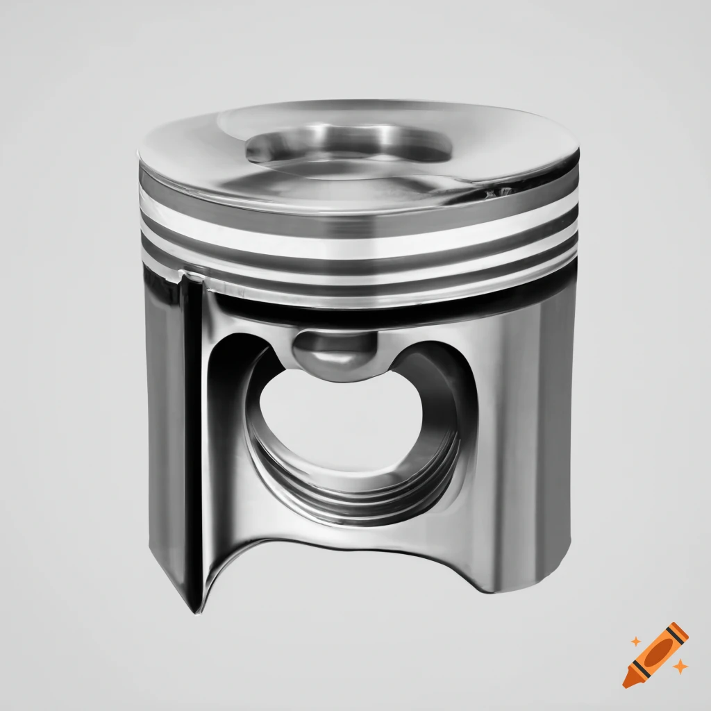 A clean white background with a single piston at the center