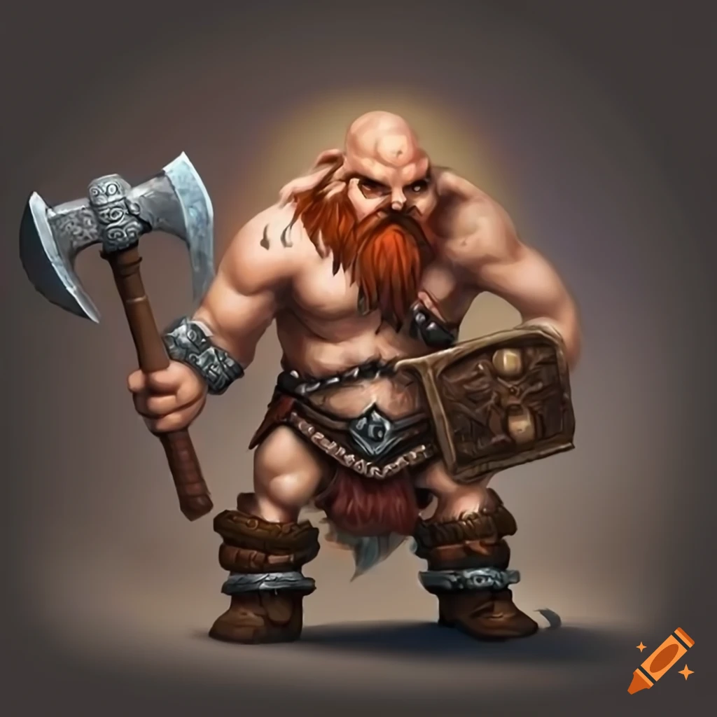 Barbarian dwarf wielding an axe