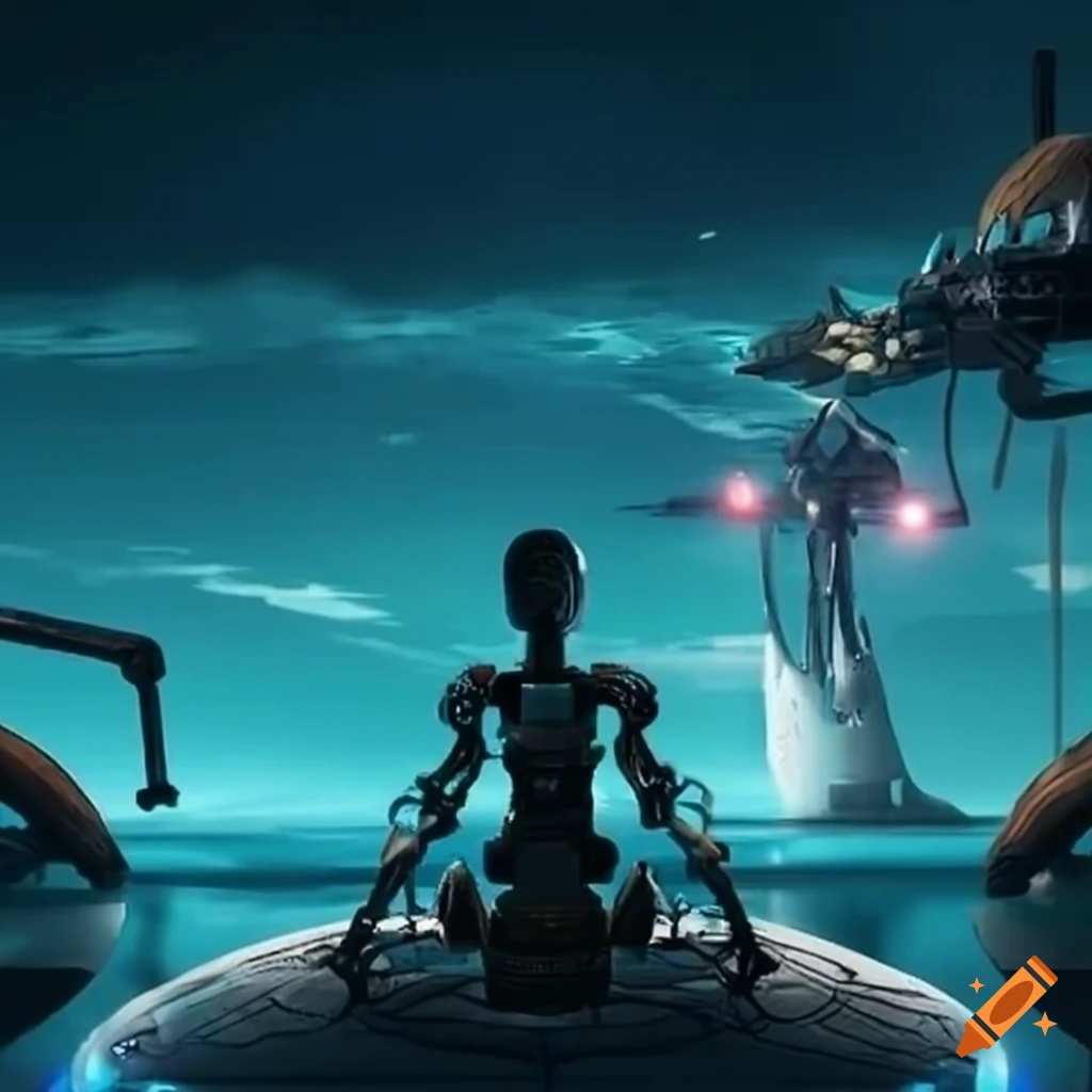 Mechanical robots exploring a futuristic island on Craiyon