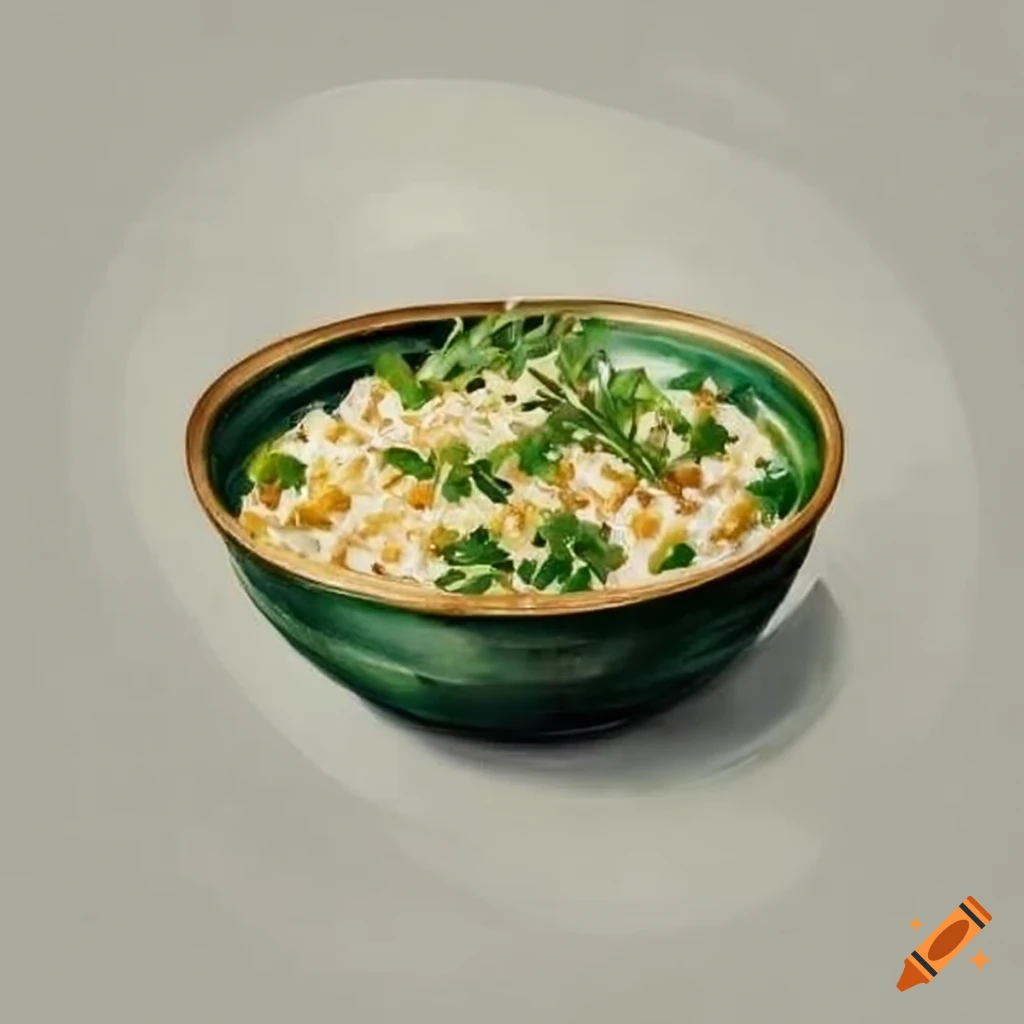 Bowl with modest portion of short boiled legume porridge moderately ...