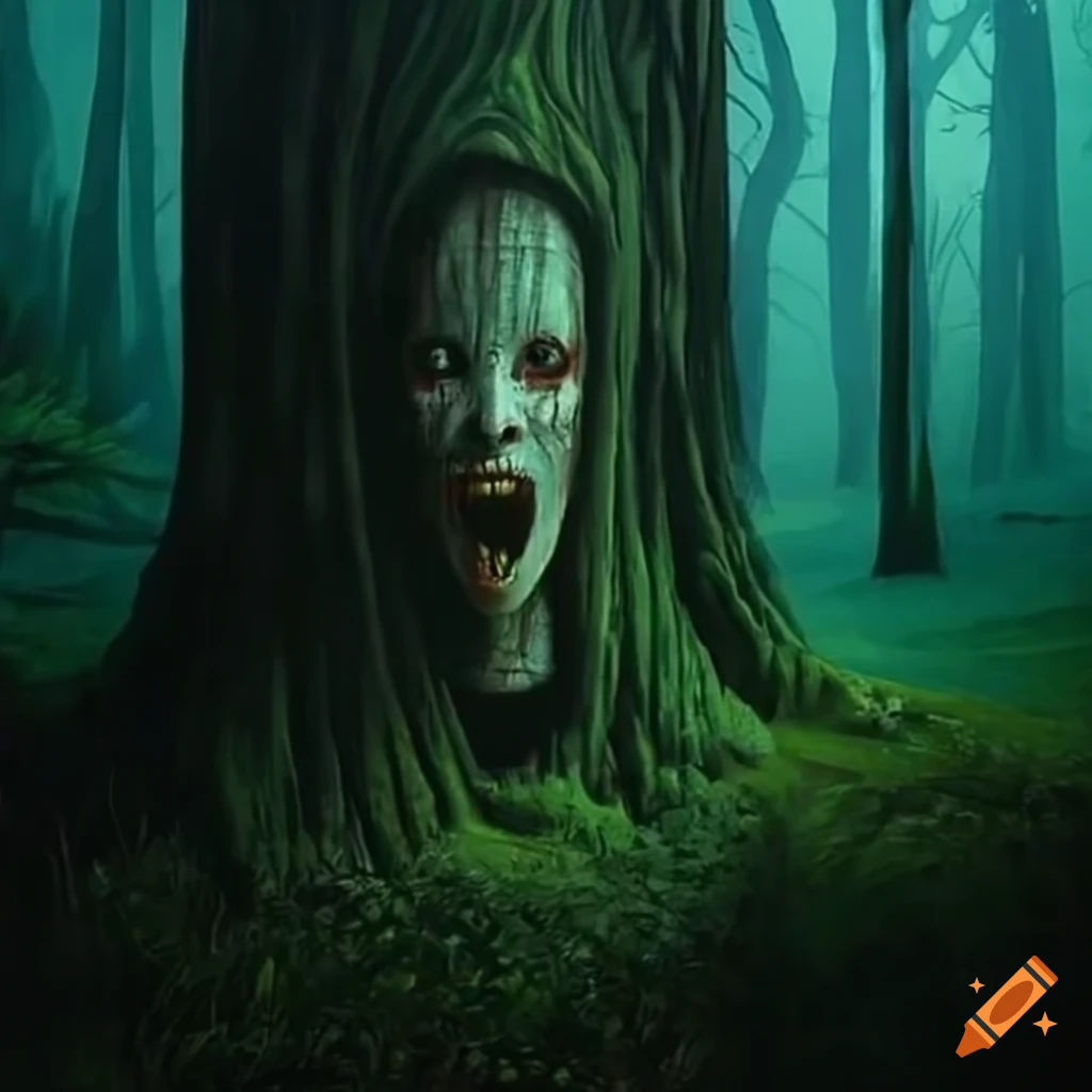 Horror movie painting visual in nature on Craiyon