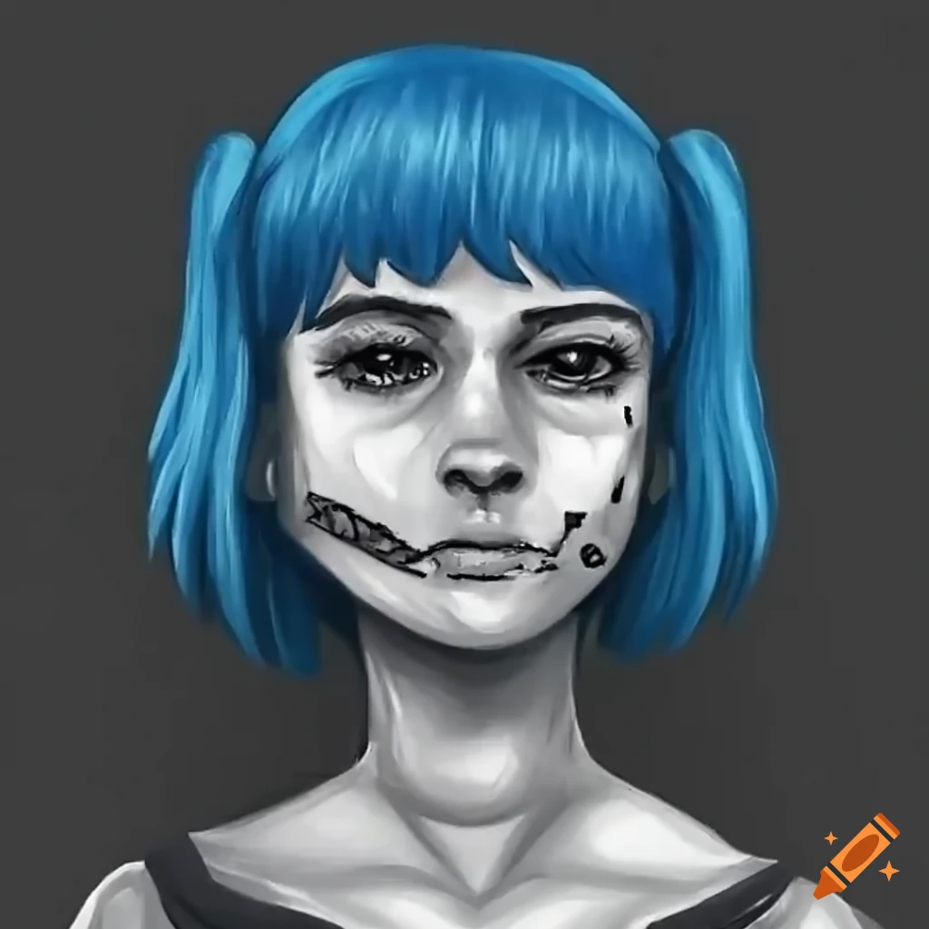 The protagonist of the indie horror game 'sally face' on Craiyon