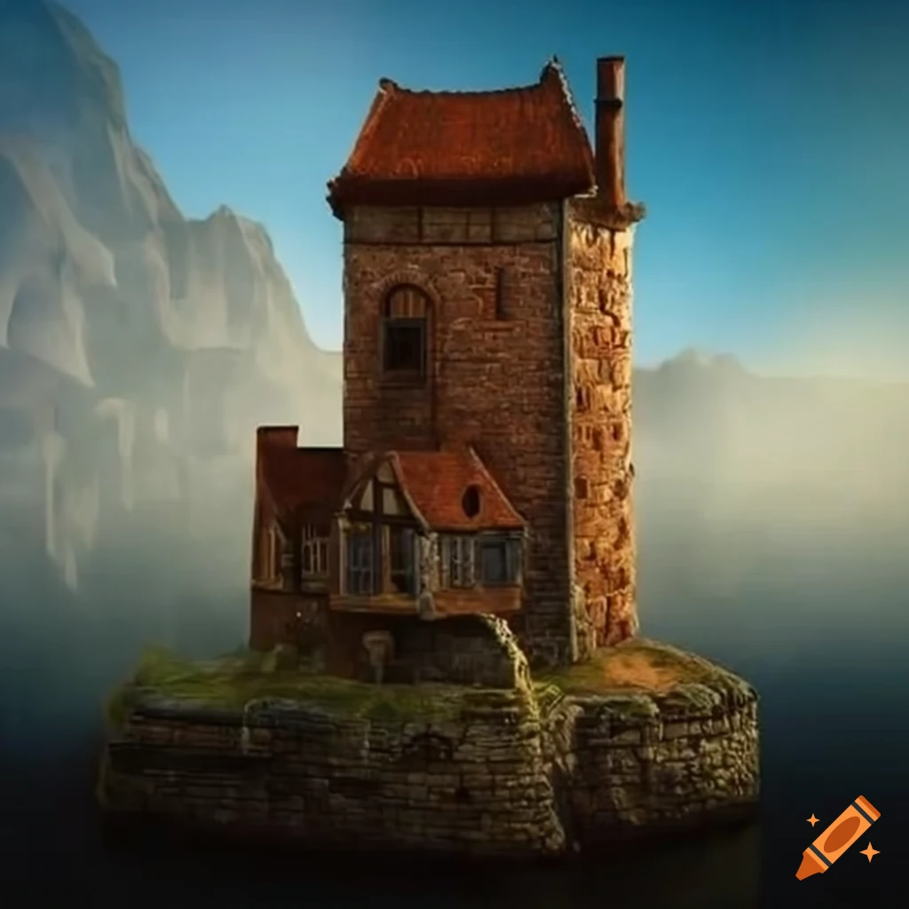 A quaint medieval house with a towering chimney