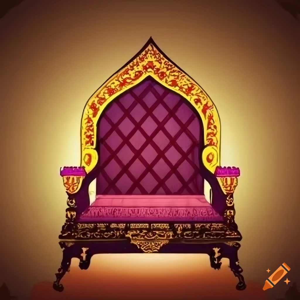 Illustration of a Indian royal court with throne on Craiyon
