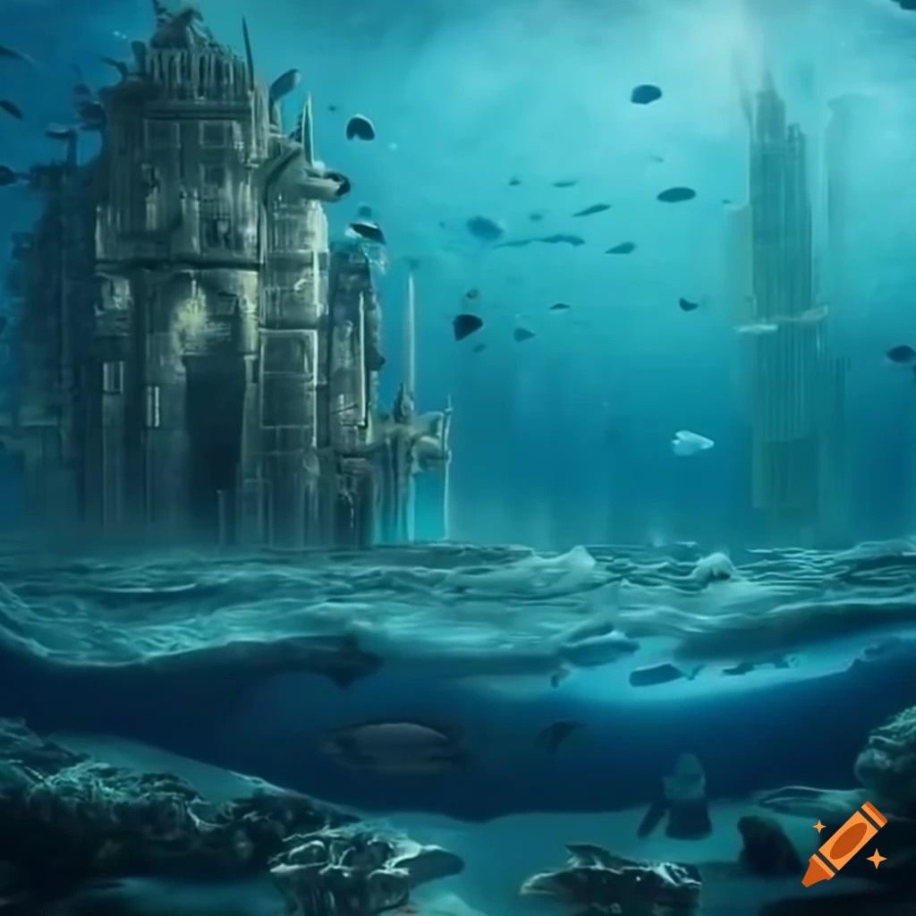 A mesmerizing underwater cityscape in the mythical land of Atlantis on ...