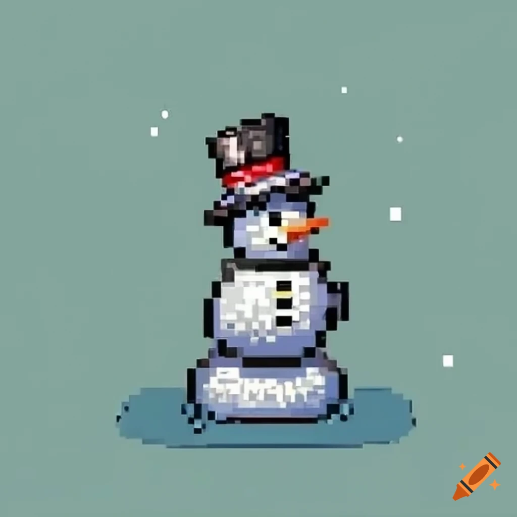 Retro-style snowman with pixel art charm on Craiyon