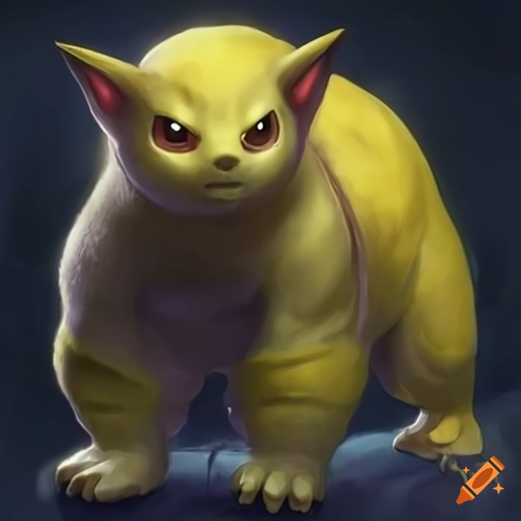 A lifelike depiction of a yellow Drowzee Pokemon on Craiyon