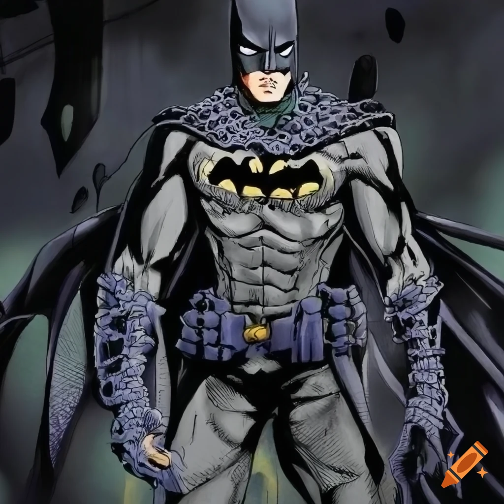 Batman drawn by hirohiko araki in the style of jojo's bizarre adventure ...