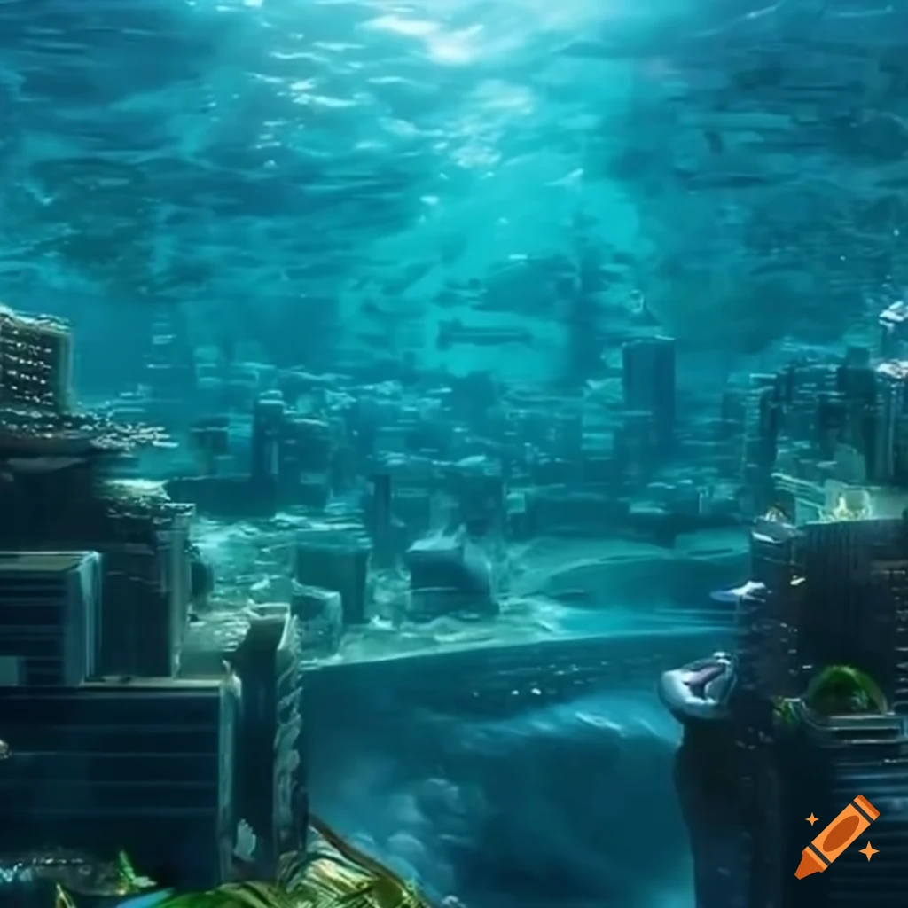 A mesmerizing underwater cityscape in the mythical land of Atlantis on ...
