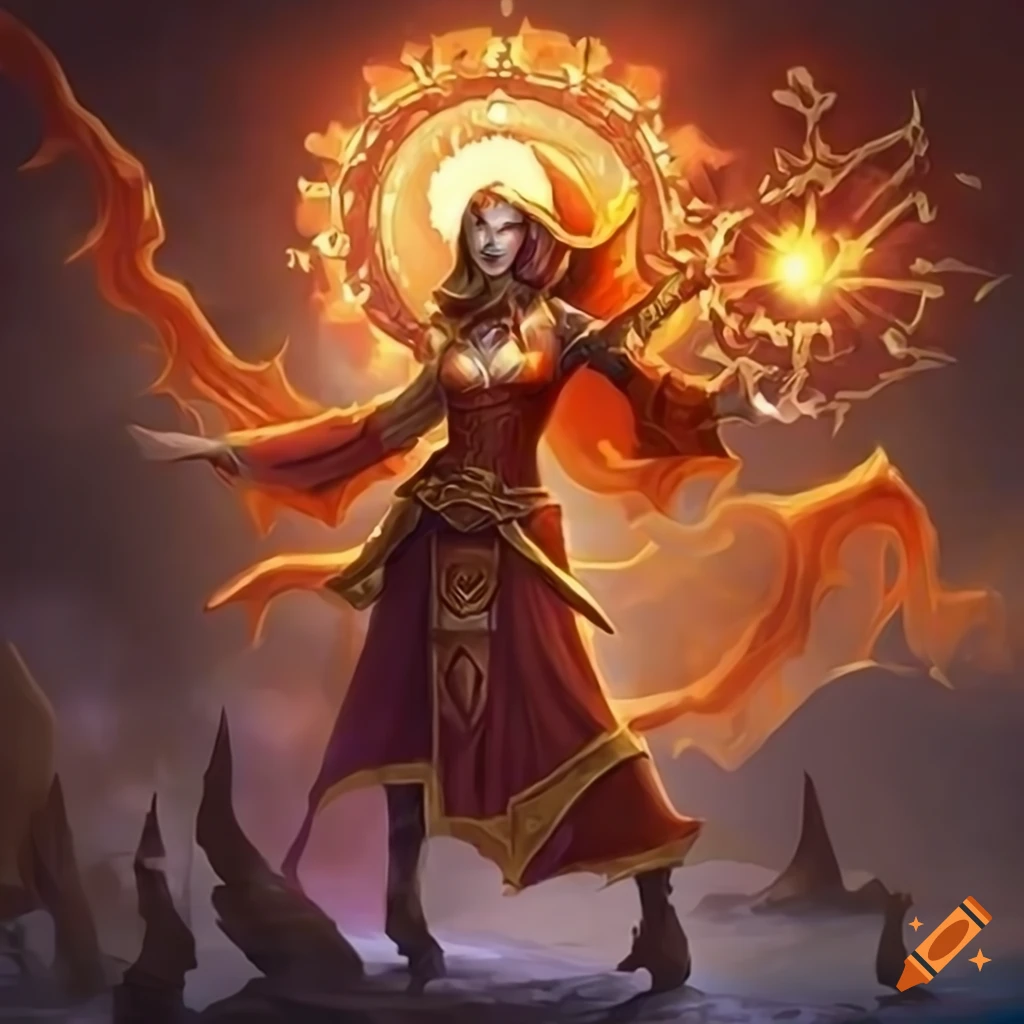 Orange mage spell battle magic fantasy art on Craiyon