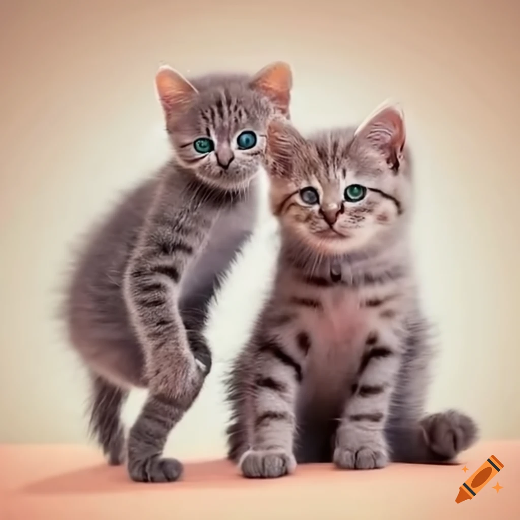 Three gray kittens playing together