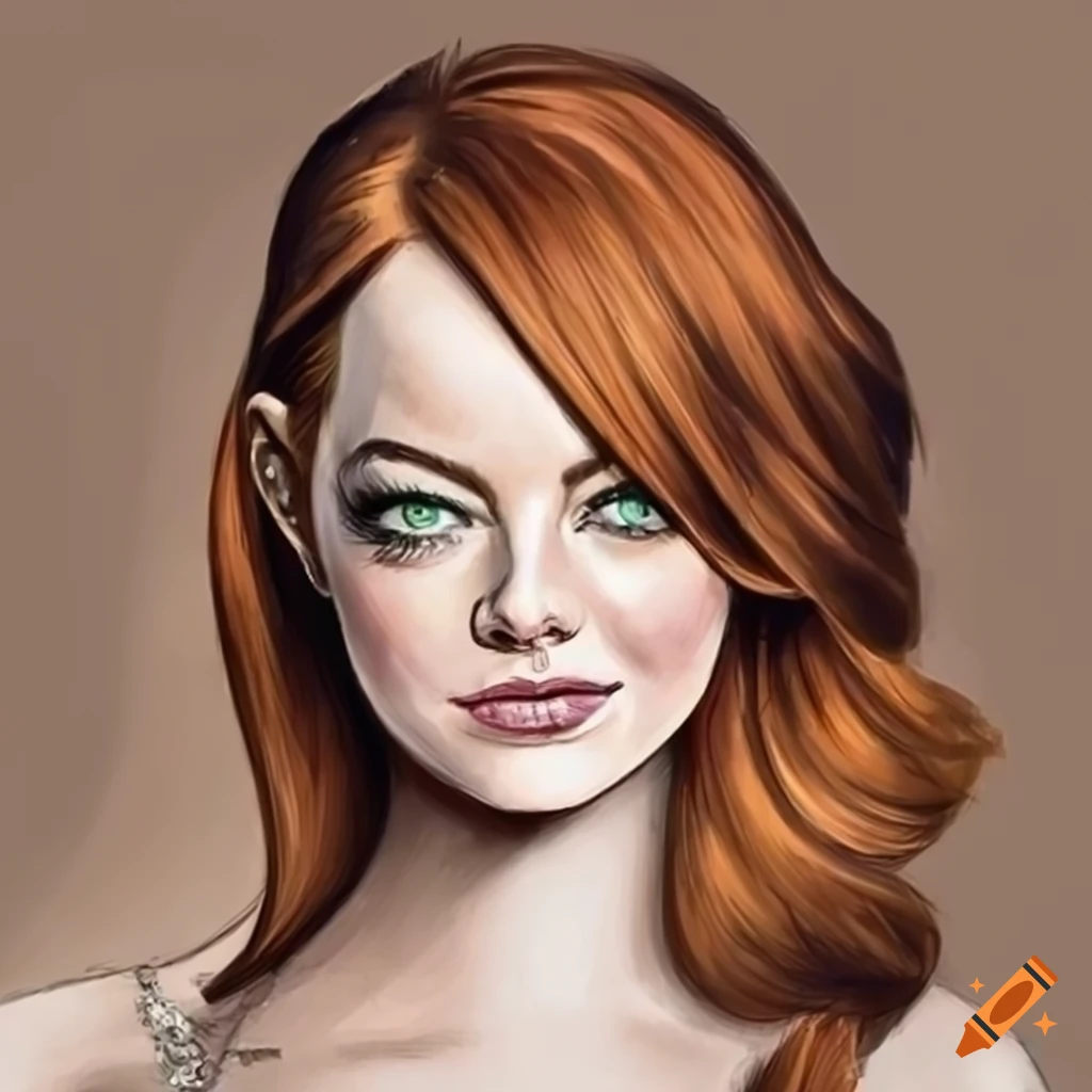 Emma stone pencil sketch with piercing green eyes on Craiyon