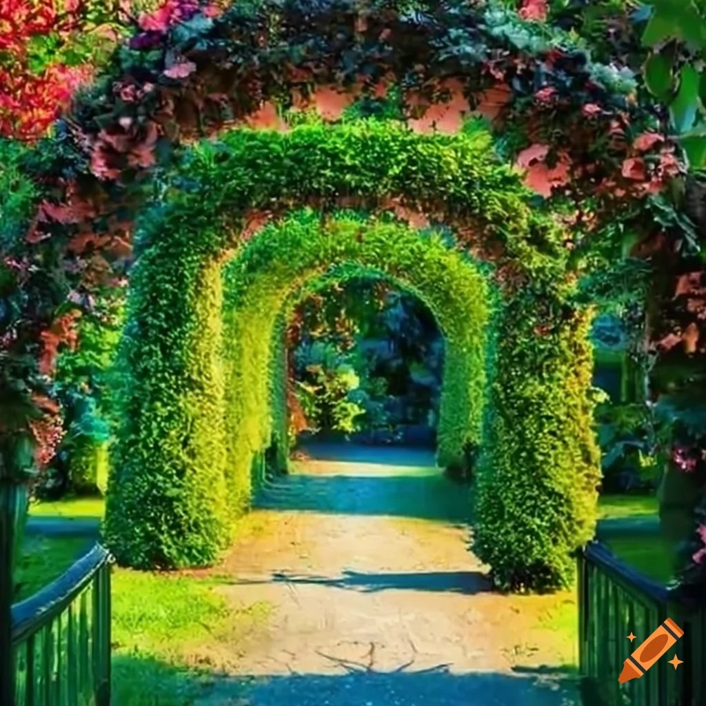 Arch in beautiful garden on Craiyon