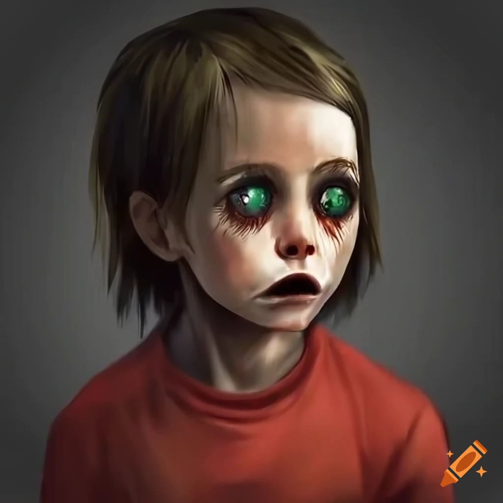 Creepy kid thumbnail digital art realistic on Craiyon