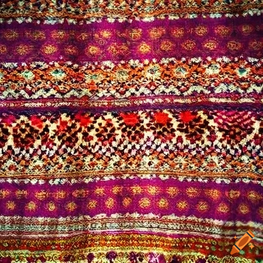 Beautiful dhakai moslin textile with intricate patterns and vibrant colors