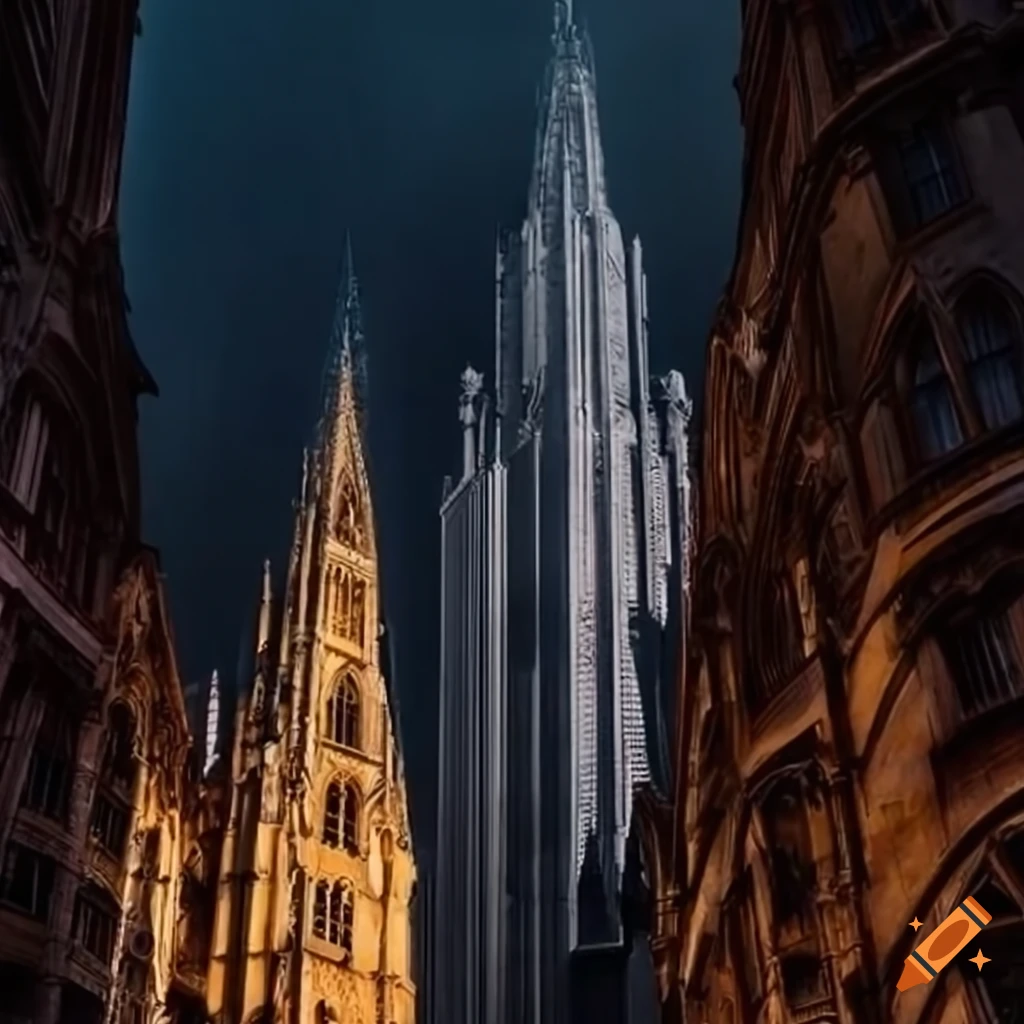 A majestic gothic art deco skyscraper on Craiyon