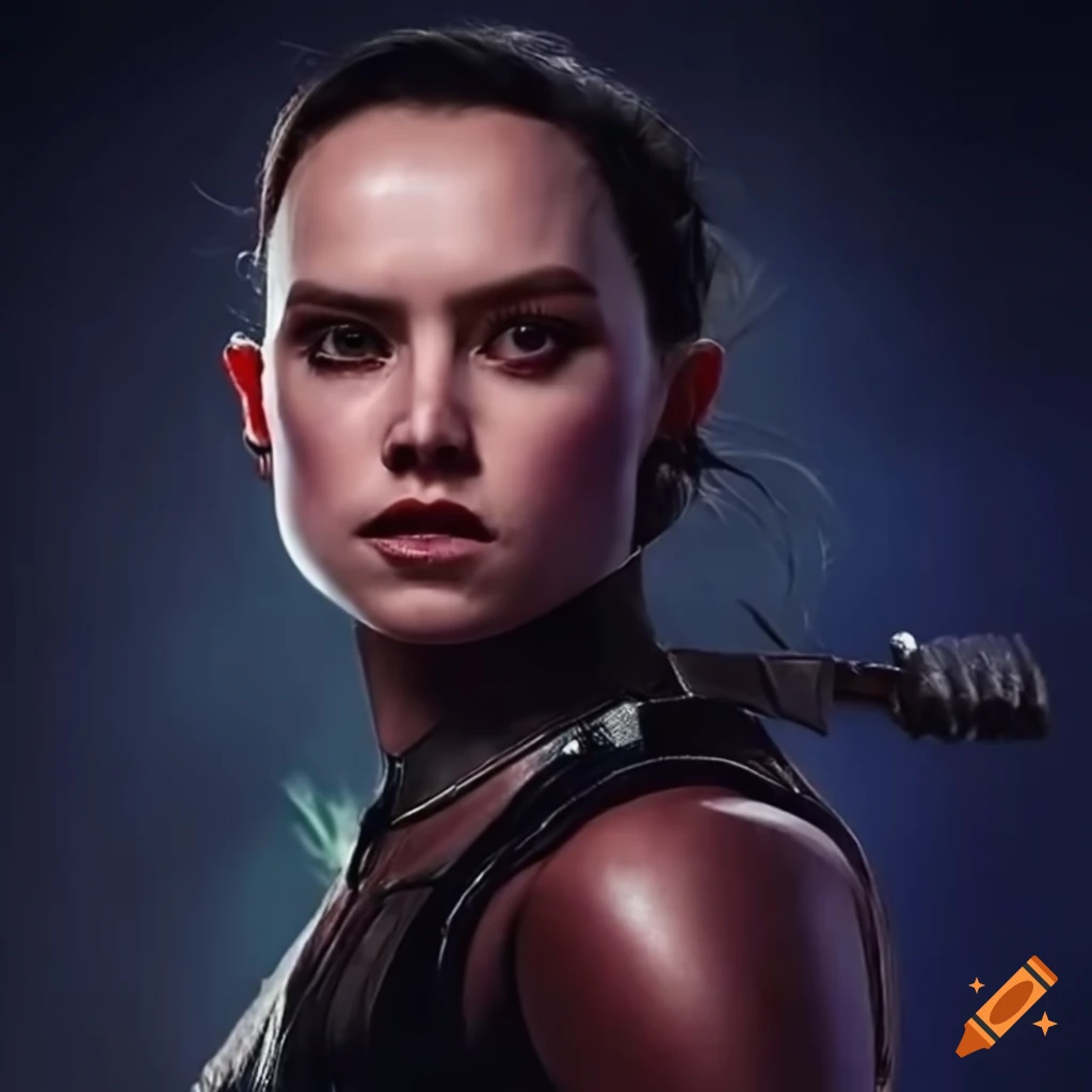 Daisy Ridley cosplaying as rhea ripley on Craiyon