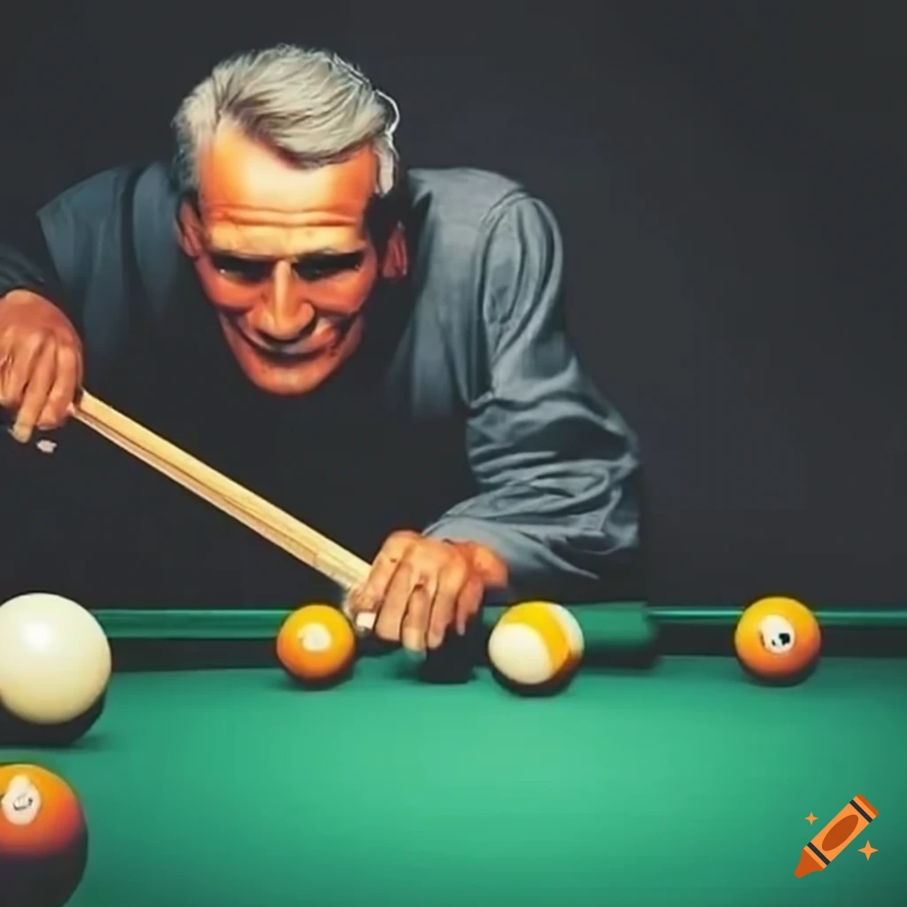 Paul newman playing 8 ball pool on Craiyon