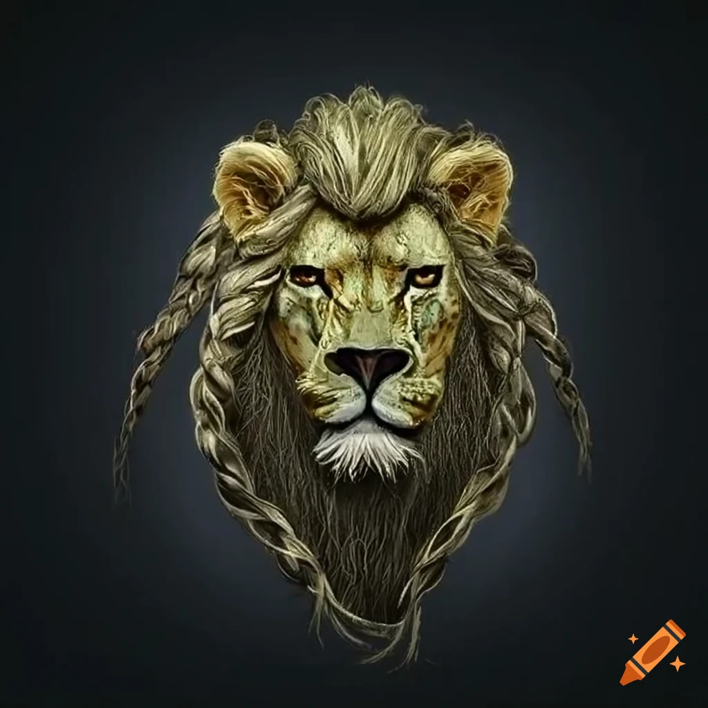 An elegant lion warrior with braided mane and adorned in jewelry on Craiyon