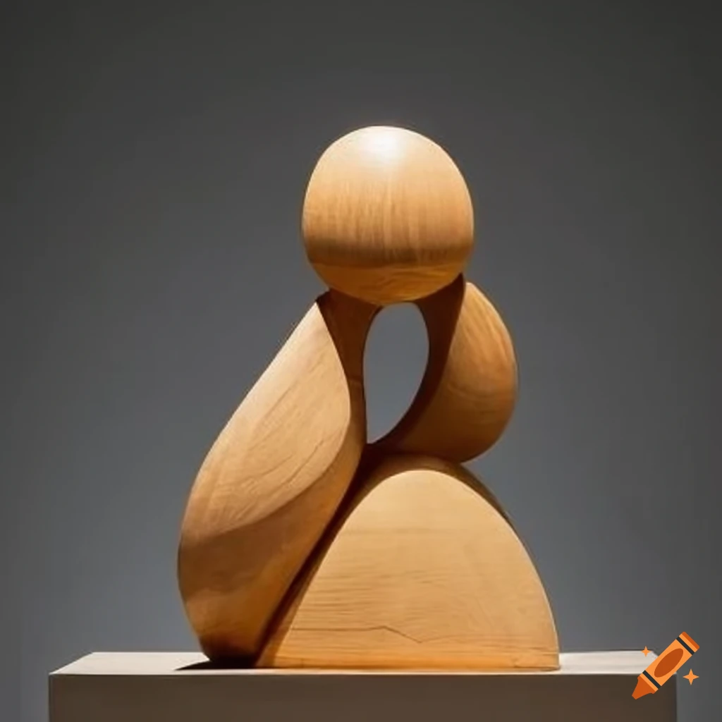 Wooden sculptures in thew style of jean arp on Craiyon