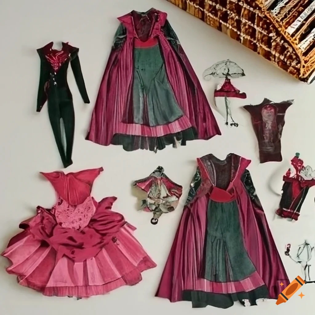Vintage paper doll set with vampire fashions