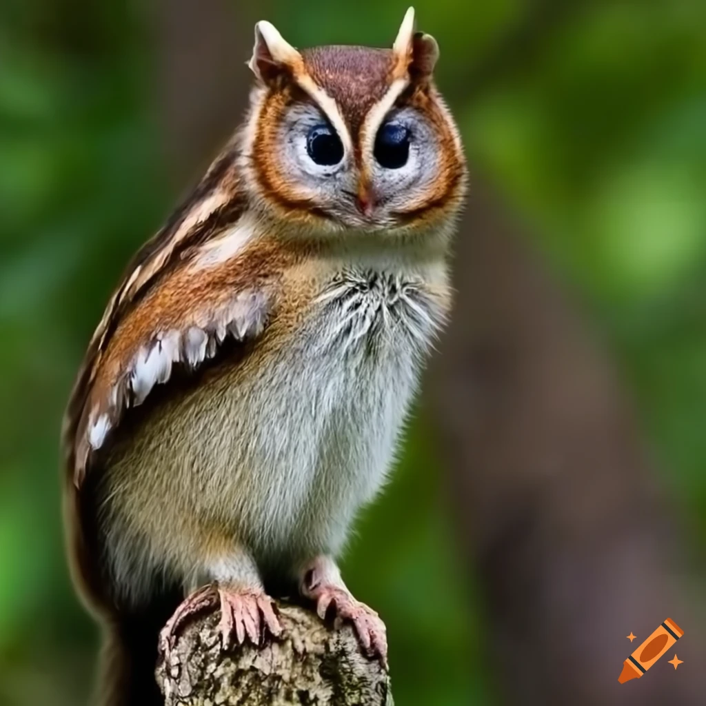 A whimsical small hybrid forest creature inspired by both owls and ...