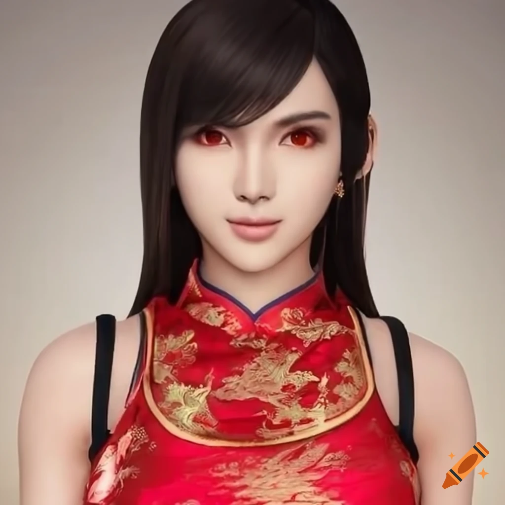 Tifa lockhart wearing chinese dress