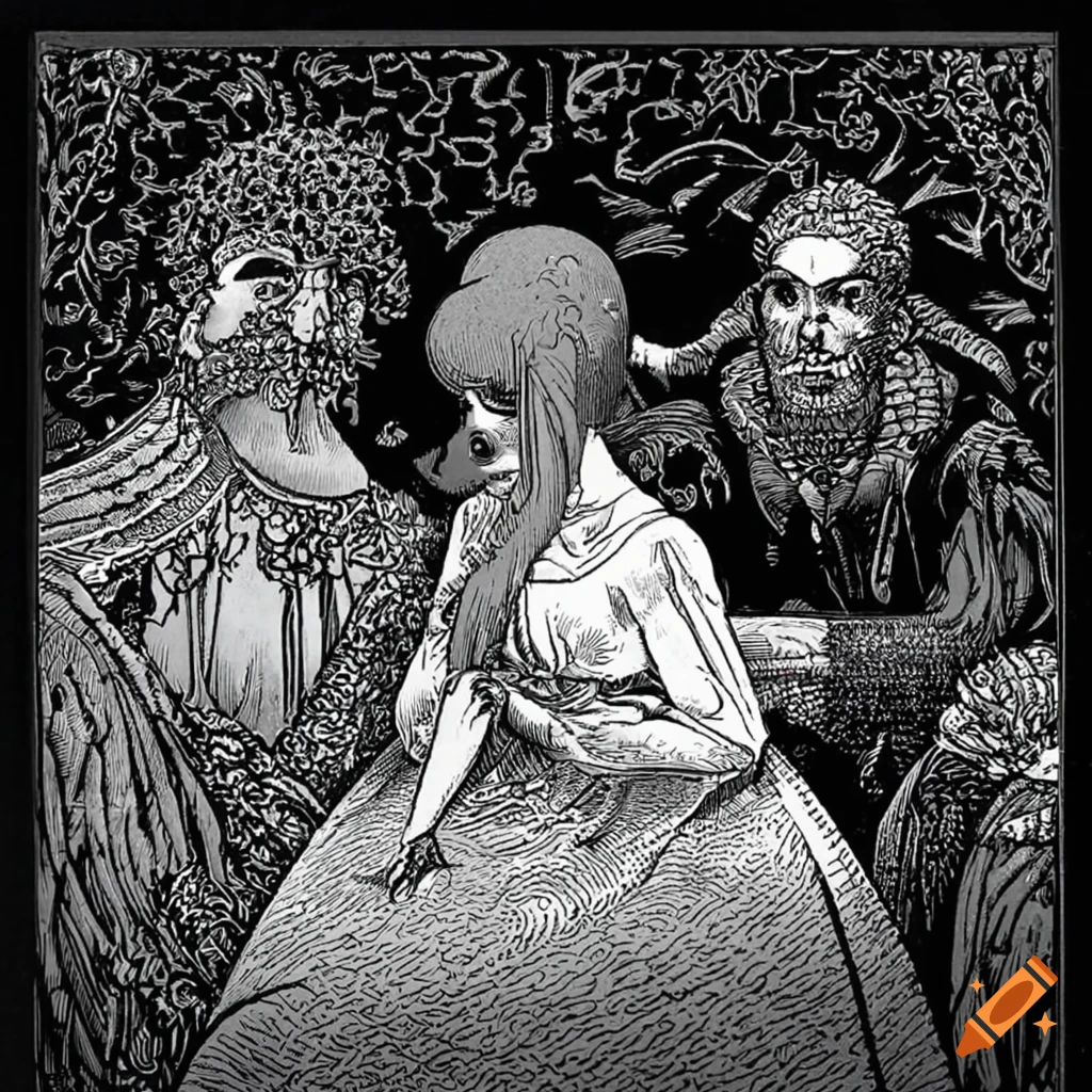 Closeup complex scene by Donn P Crane and Aubrey Beardsley and Jim ...