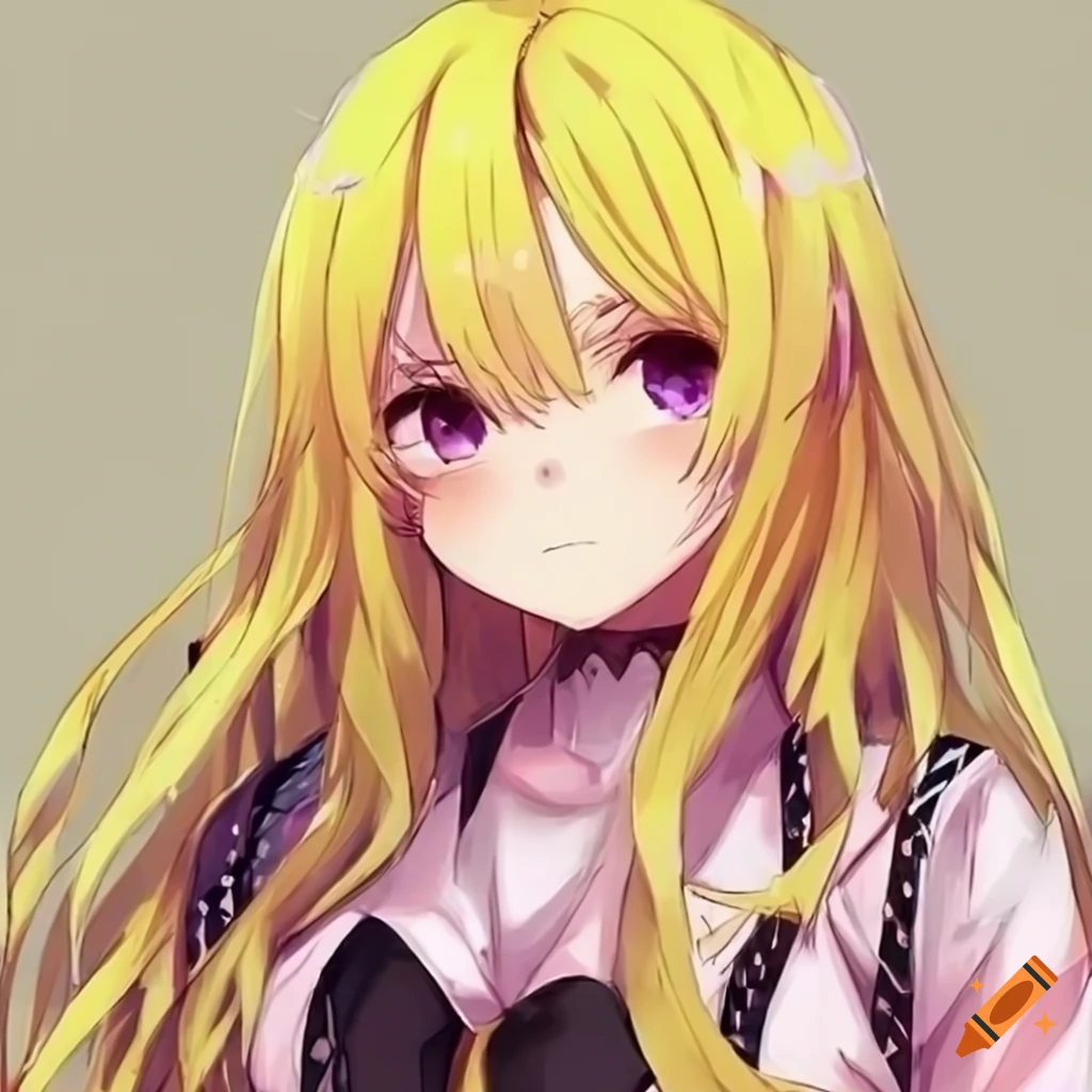 Cute anime girl. yellow anime style on Craiyon