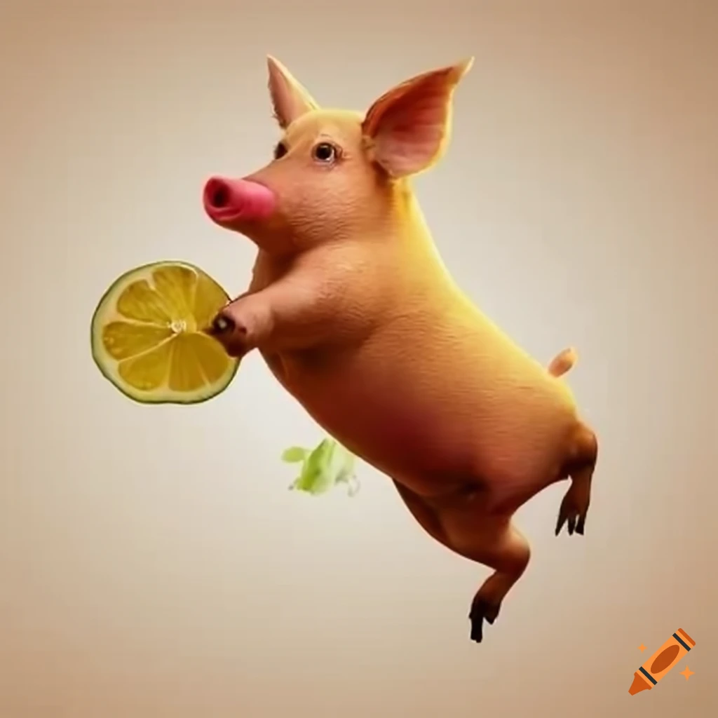 A flying pig pouring lemonade on Craiyon