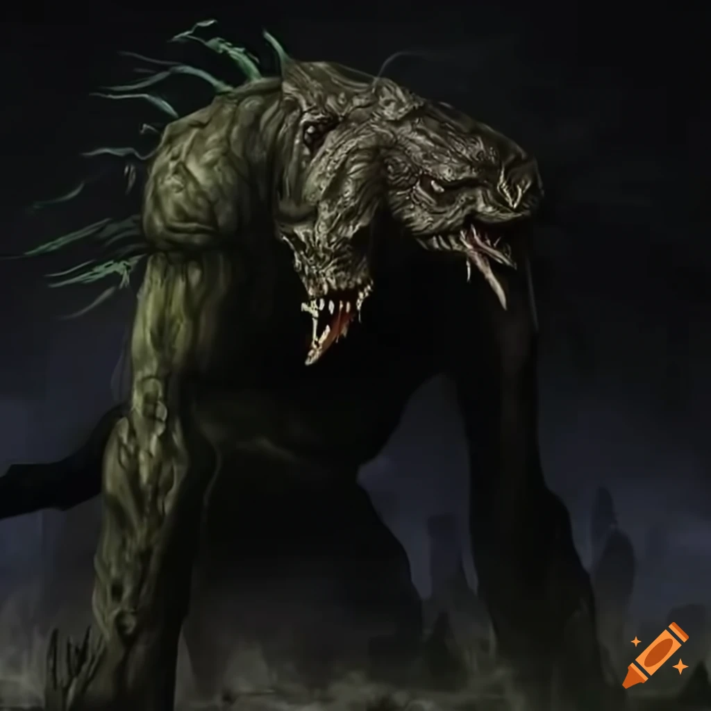 Dark swamp giant monster chimera