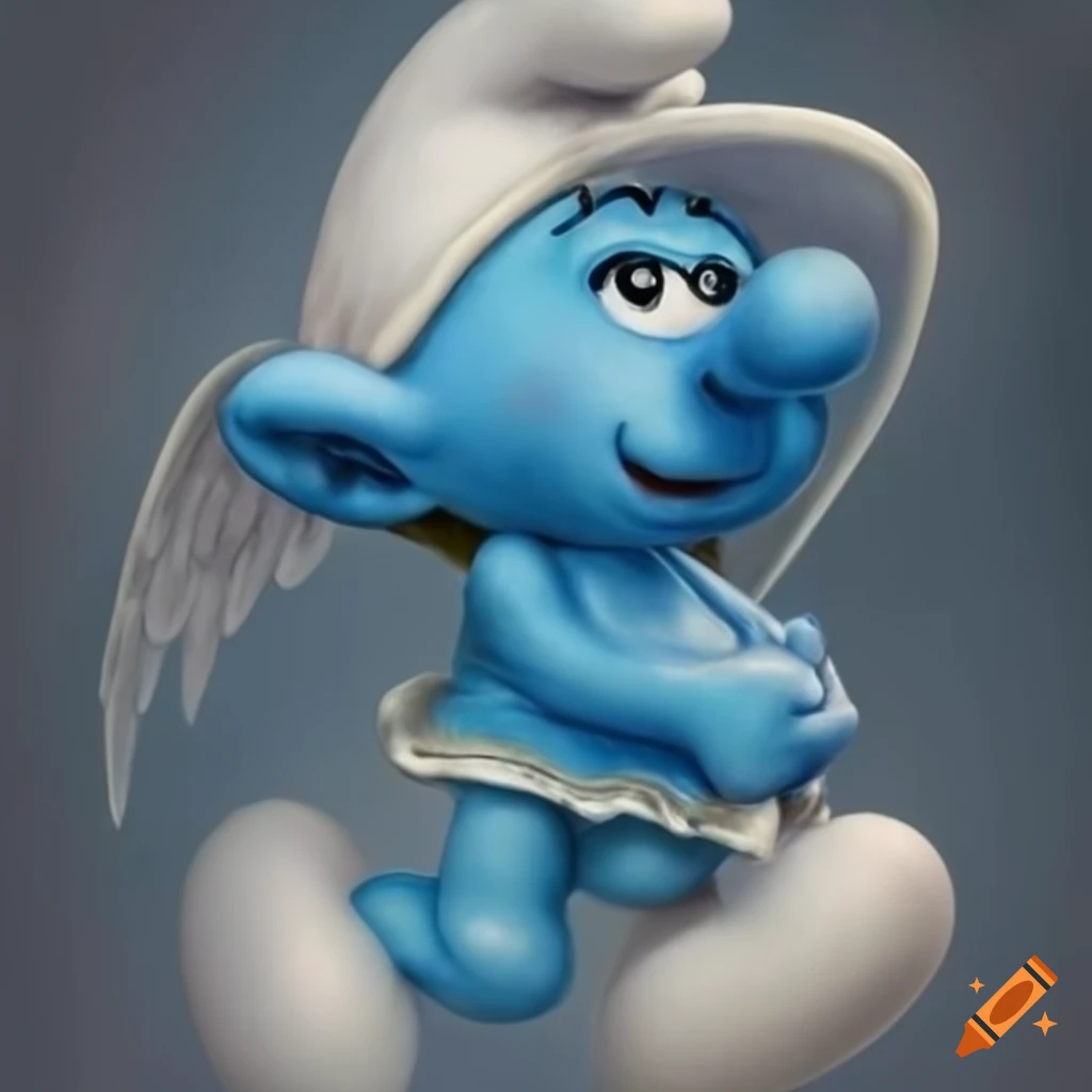 Portrait of winged blue angel female smurf on Craiyon