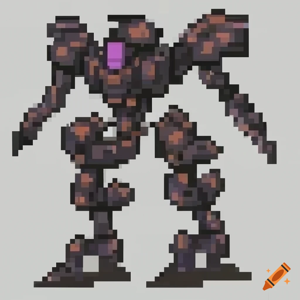 Pixel art armored core mecha no background